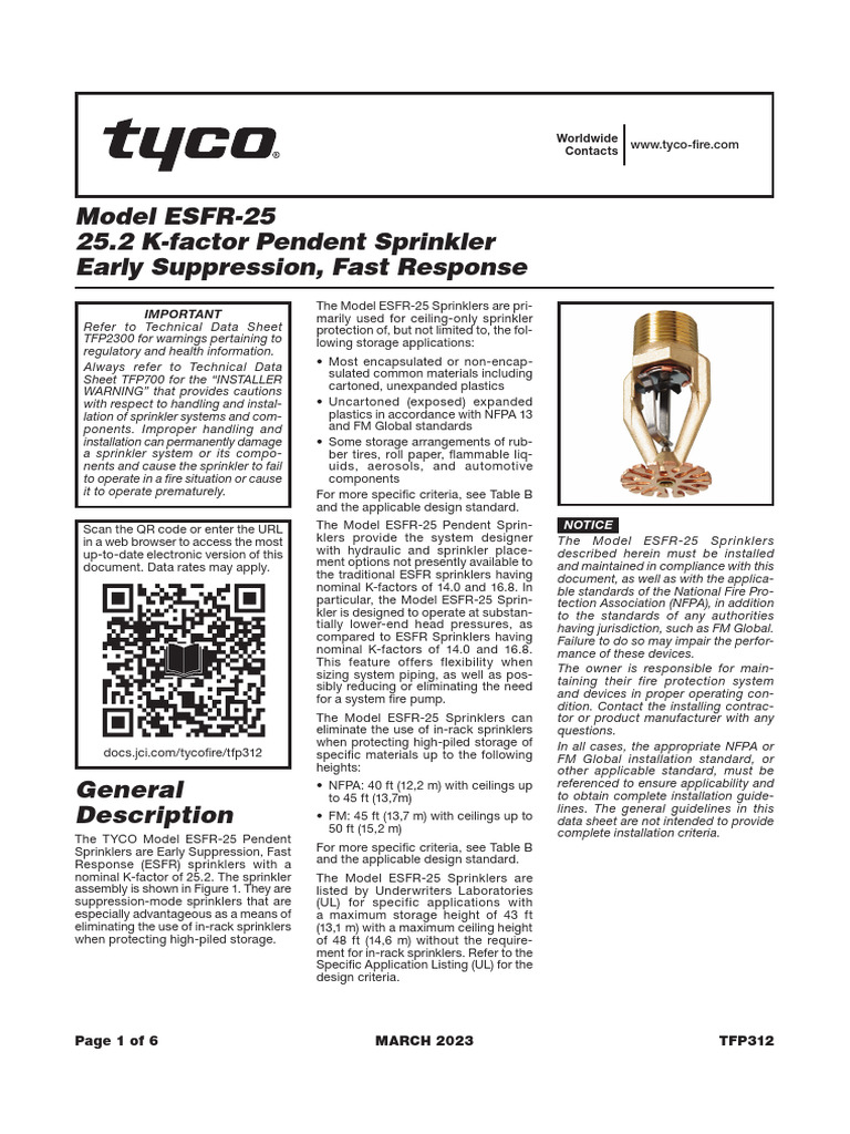 Fit-069-908-R00 - SPK WH Ty9226 | PDF | Fire Sprinkler System | Fire ...