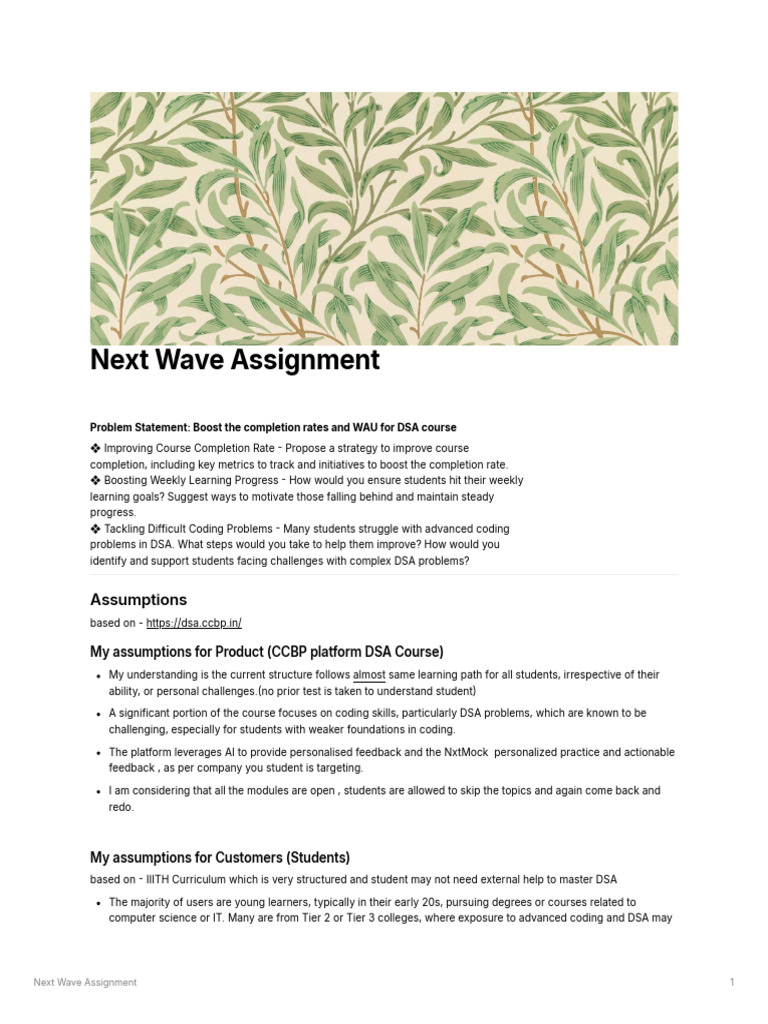 0b68c98d-f060-4f37-9434-9961dd61d9d1_Next_Wave_Assignment | PDF | Mentorship | Learning