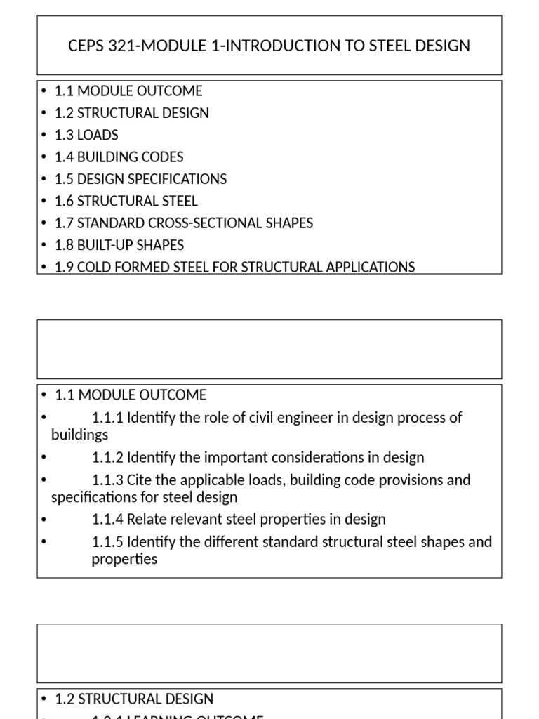 Ceps 321 Module 1 Introduction To Steel Design | PDF | Deformation ...
