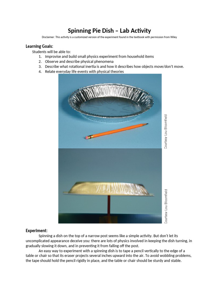 Lab02 - Spinning Pie Dish | PDF