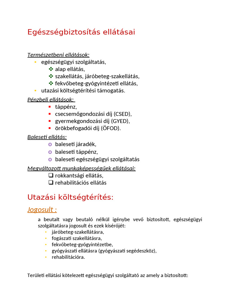 Egézségbizt .Ellátás Utazási | PDF