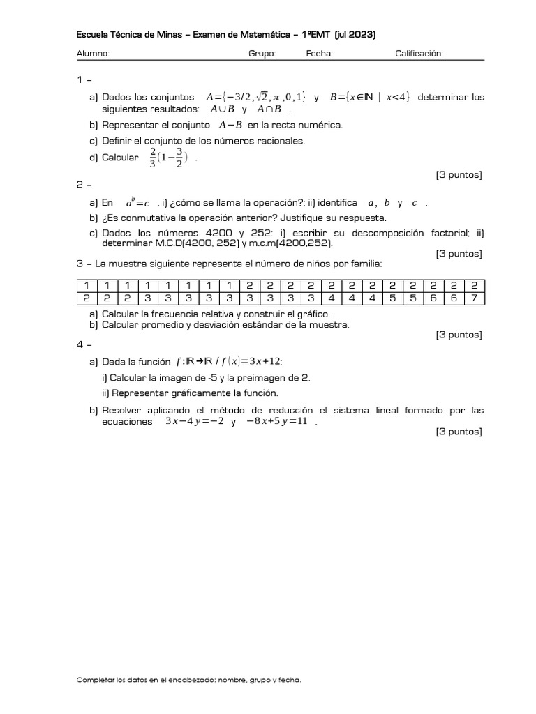 Exa Mate 1°EMT - 2023 07 - Info | PDF