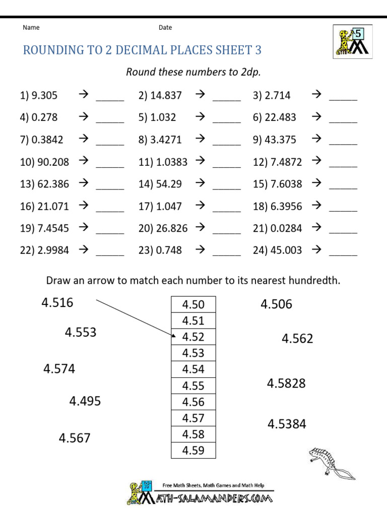 Rounding Numbers to Two Decimal Places | PDF | Arithmetic