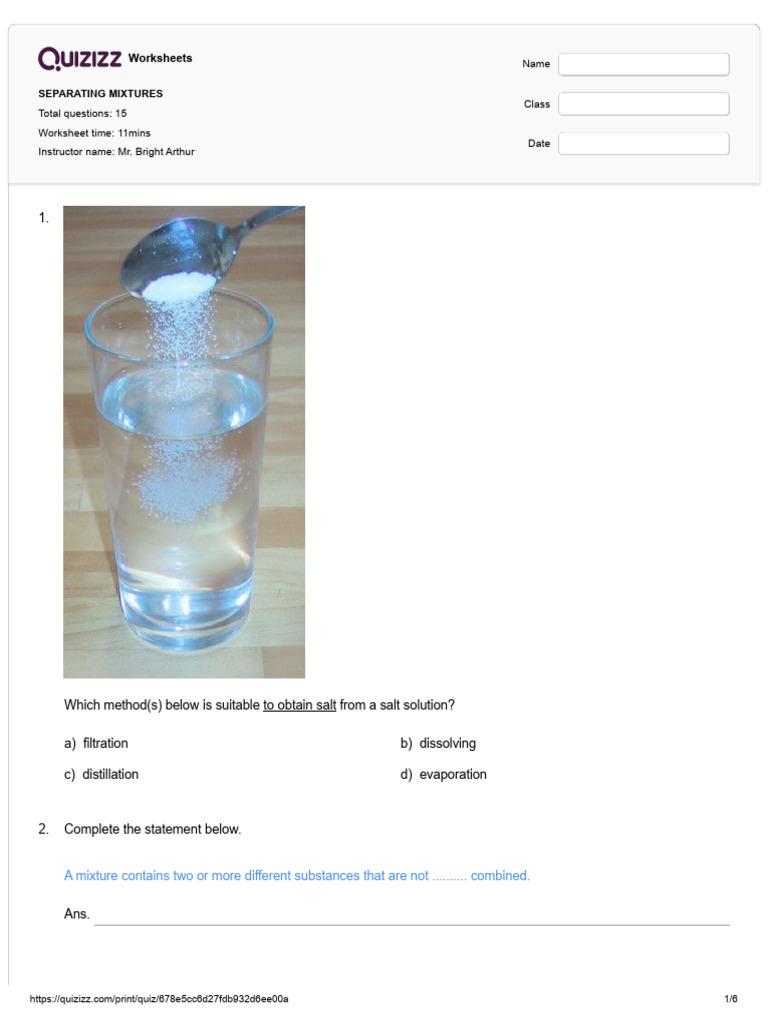 SEPARATING-MIXTURES | PDF | Filtration | Distillation