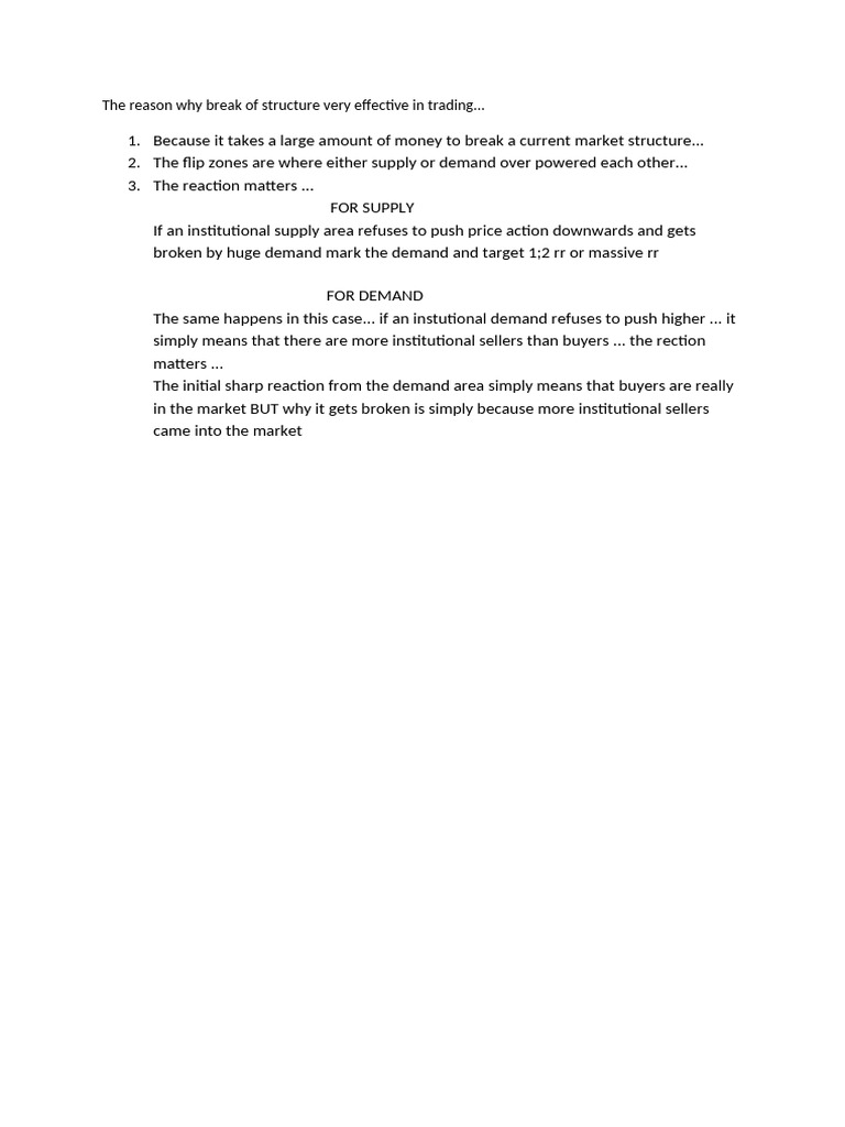 The Reason Why Break of Structure Very Effective in Trading | PDF