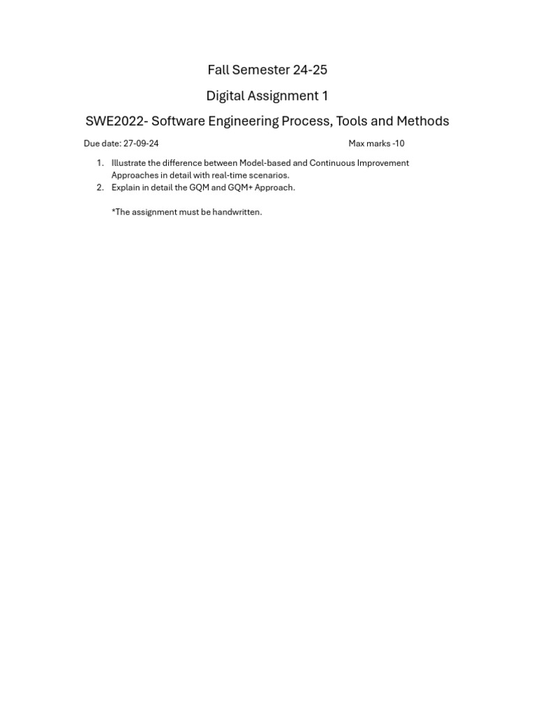 Software Engineering Assignment 1 | PDF