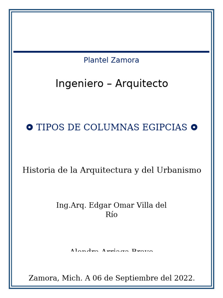 Tipos de Columnas en Arquitectura Egipcia | PDF | Columna | Elementos ...
