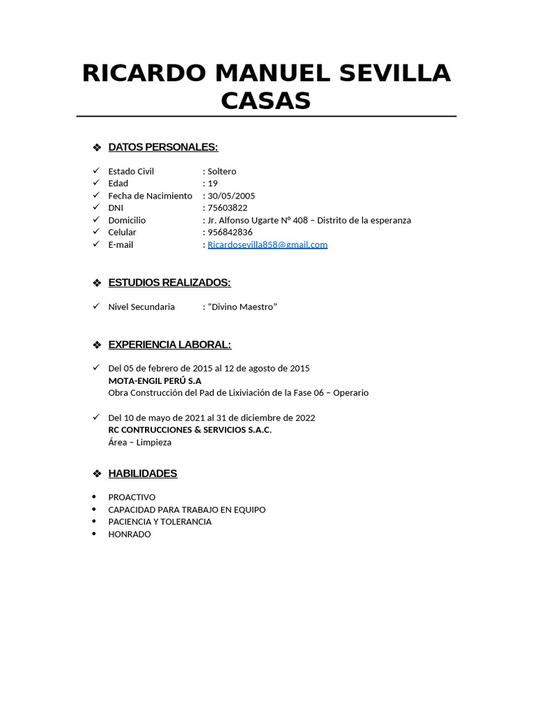 Ricardo Sevilla Casas - CV | PDF