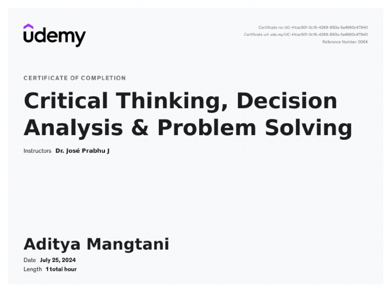Critical Thinking Decision Analysis and Problem Solving | PDF
