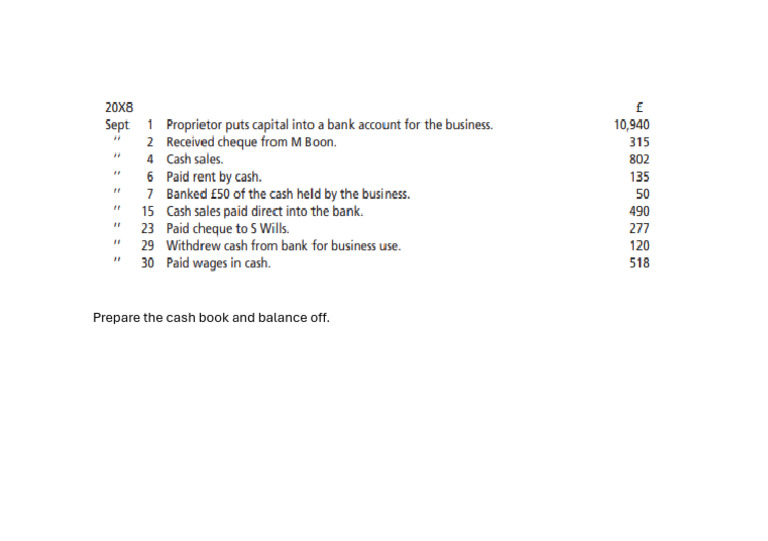 Cash Book Example F1 | PDF