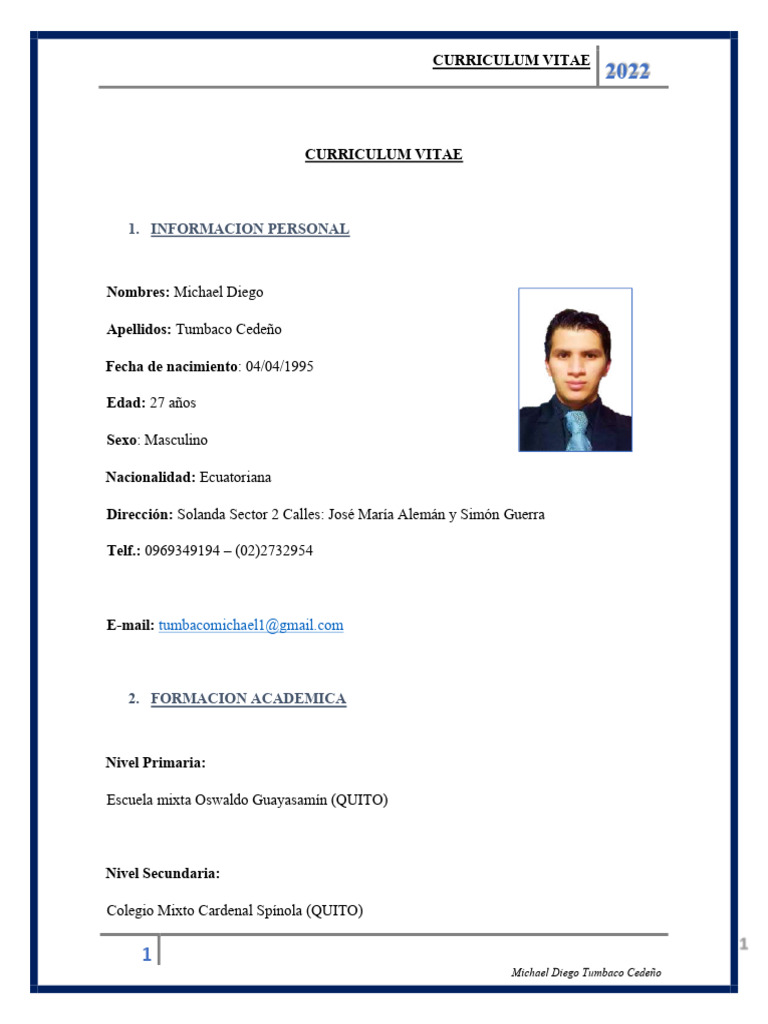 Informacion Personal: Curriculum Vitae | PDF