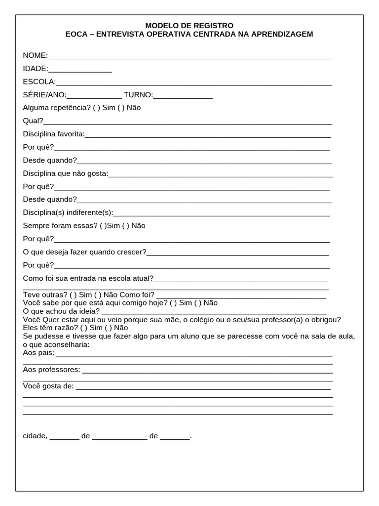 Modelo de Registro Eoca | PDF