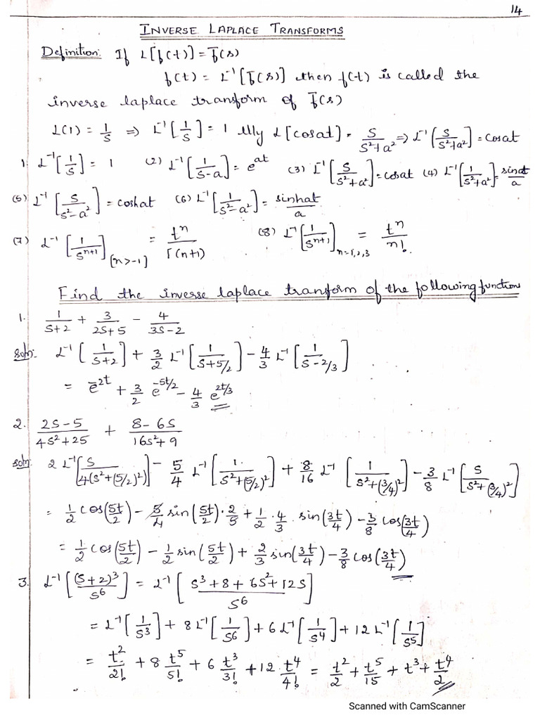 Inverse Laplace Transforms | PDF