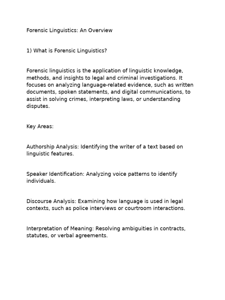 Forensic Linguistics: Language in Law | PDF | Linguistics | Human ...