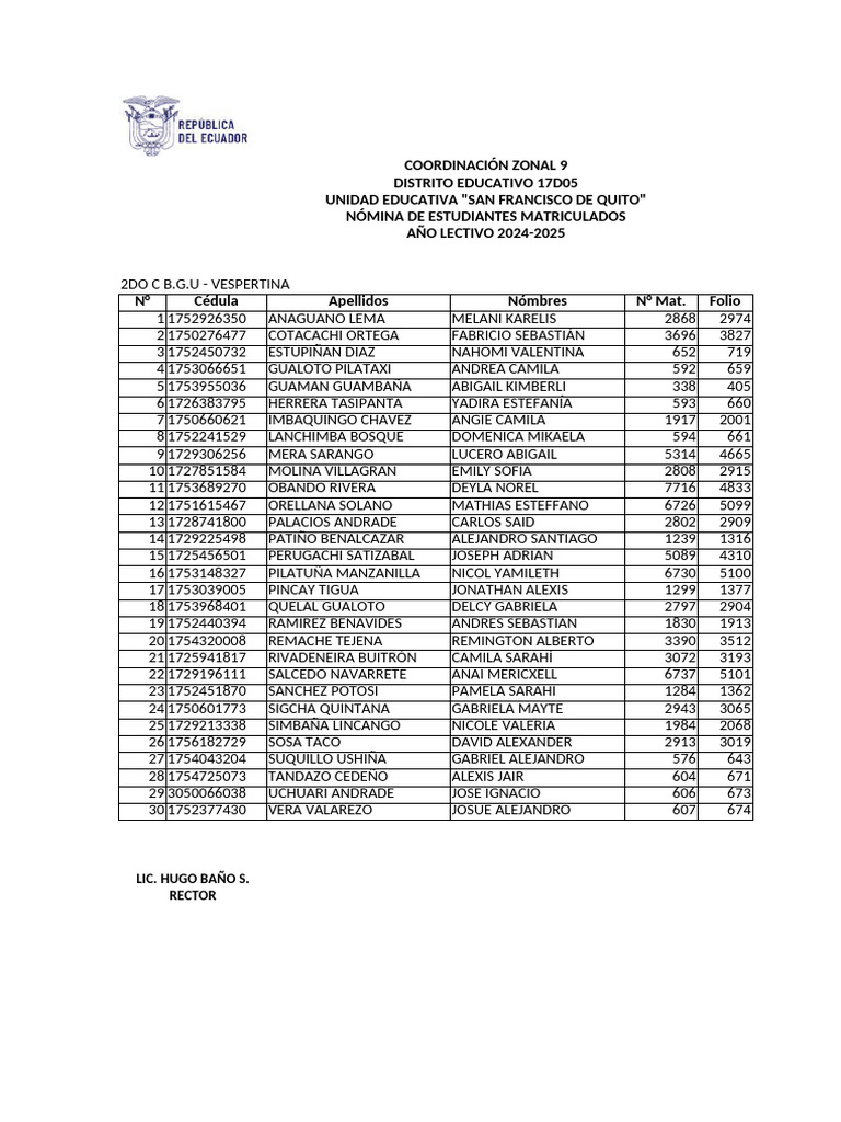Nomina Cursos 2do General C | PDF