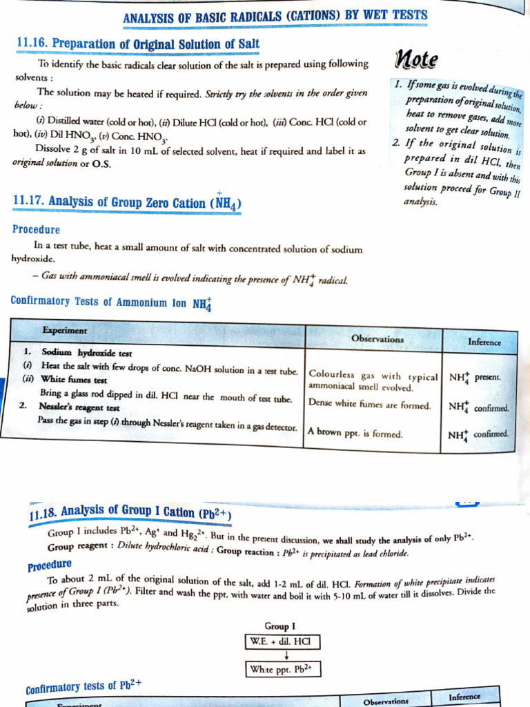 Identifying Acid and Basic Radicals in Salts | PDF | Ammonia | Hydroxide