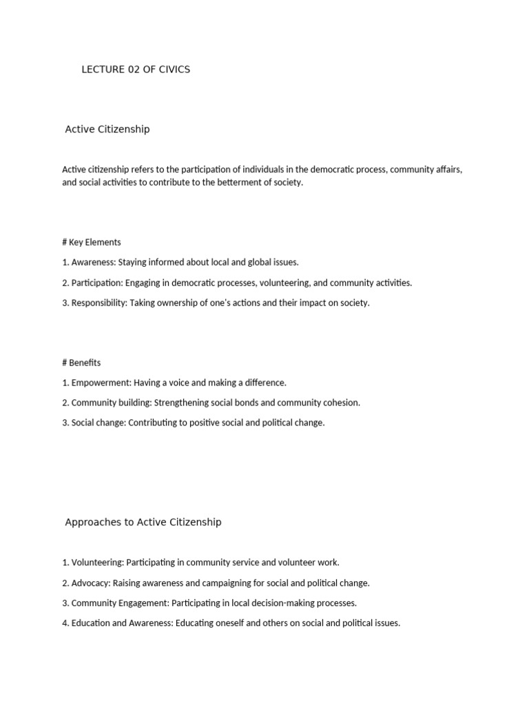 Lecture 02 of Civics | PDF