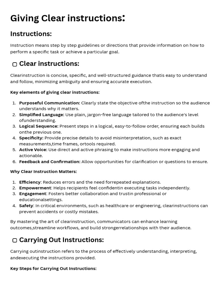 Giving Clear Instruction Notes | PDF | Usability | Cognition