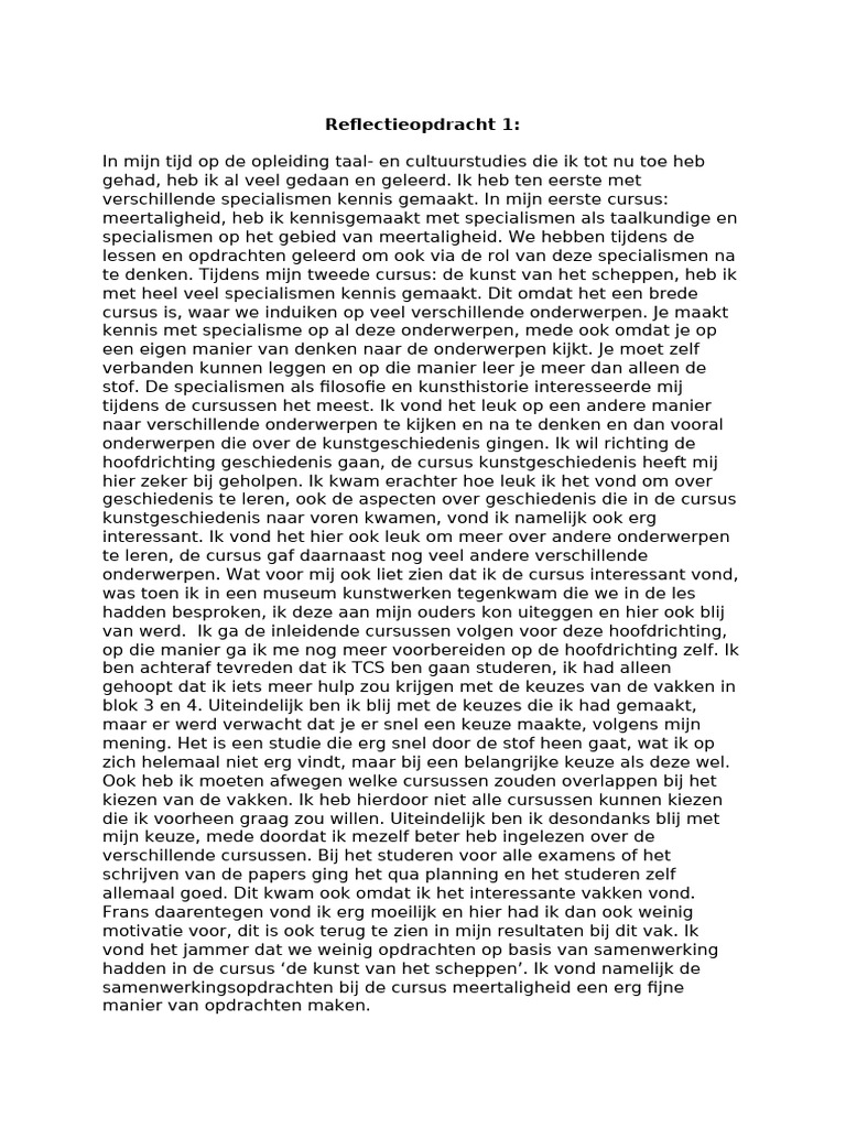 Reflectieopdracht 1 | PDF