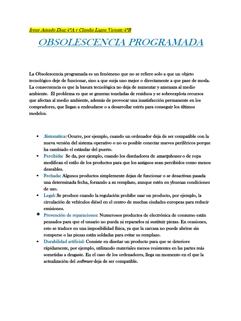 Obsolescencia Programada | PDF | Materiales