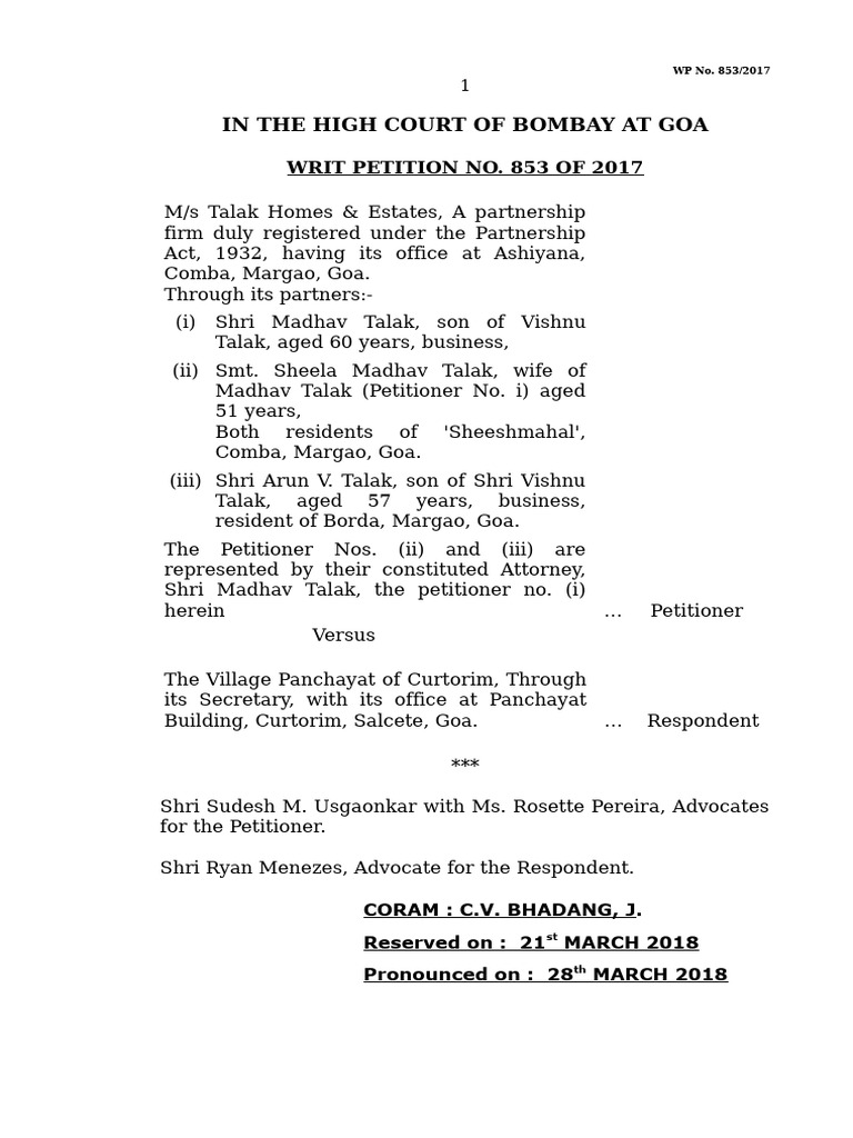 Talak Vs VP Curtorim | PDF | Appeal | Justice