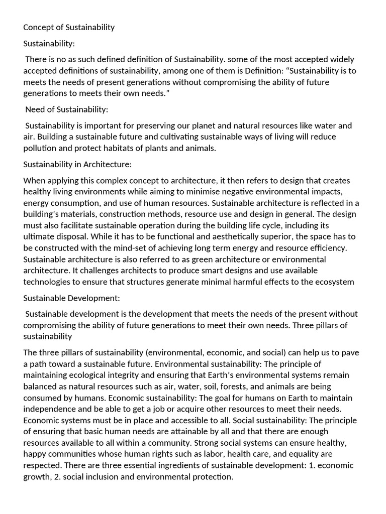 Concept of Sustainability | PDF | Sustainability | Greenhouse Gas