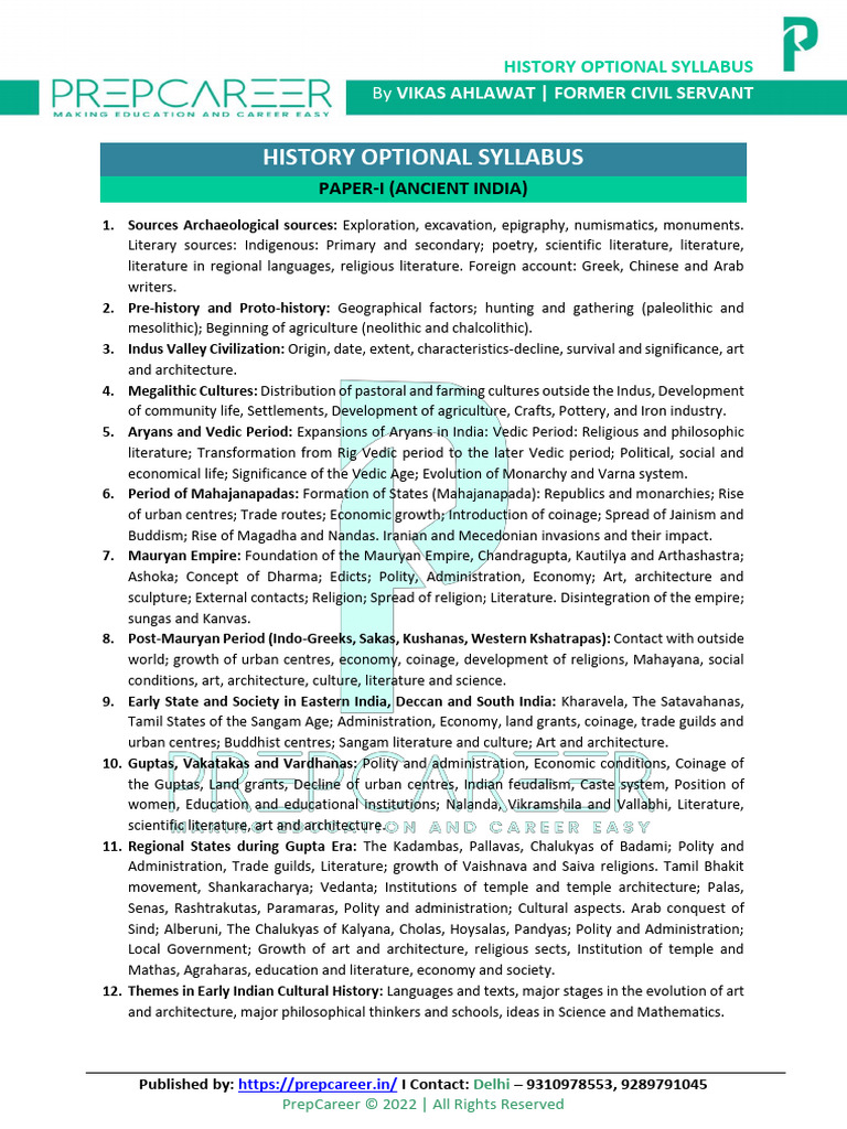 History Optional Syllabus Overview | PDF | Mughal Empire | Mahatma Gandhi