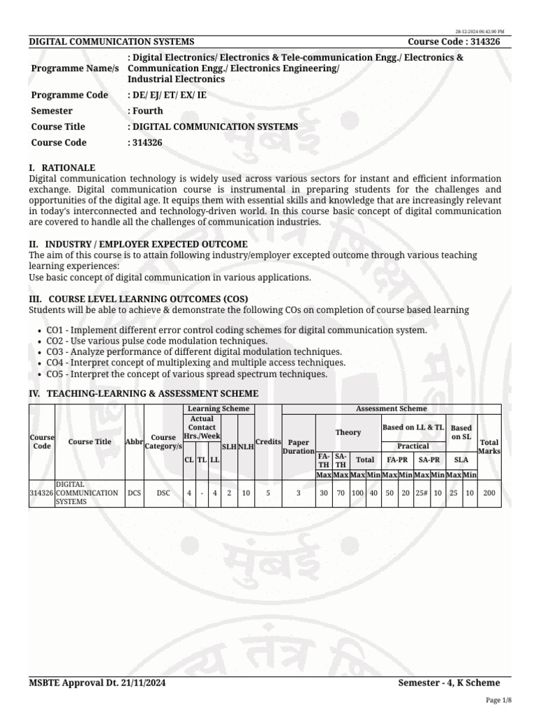 314326-Digital Communication Systems | PDF | Modulation | Channel Access Method
