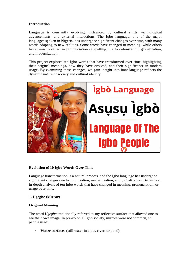 igbo language | PDF | English Language | Igbo People