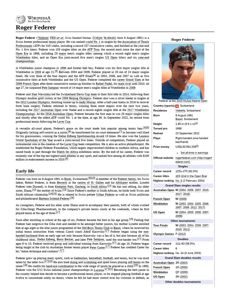 Roger Federer | PDF | Roger Federer | Grand Slam (Tennis)