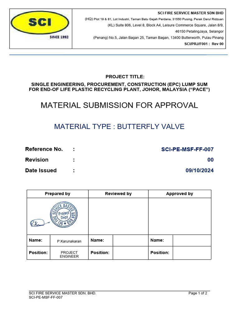 7.material Submission - Butterfly Valve | PDF | Mechanical Engineering