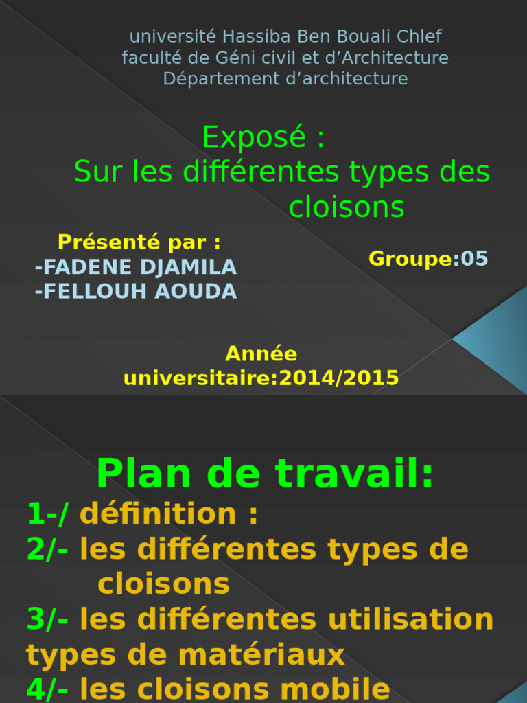 Types et Utilisations des Cloisons | PDF | Plâtre | Brique