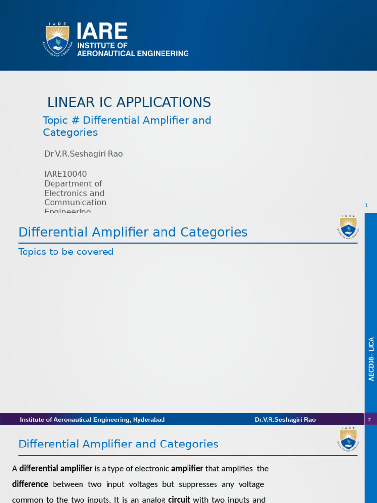 Basics of Differential Amplifier | PDF | Amplifier | Electromagnetism