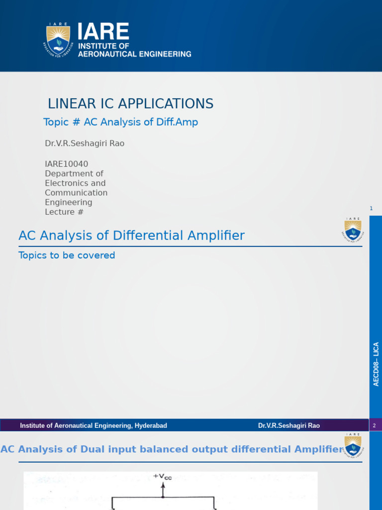 Ac Analysis of Dual Input Balanced Output Differential Amplifier | PDF | Amplifier | Electrical ...