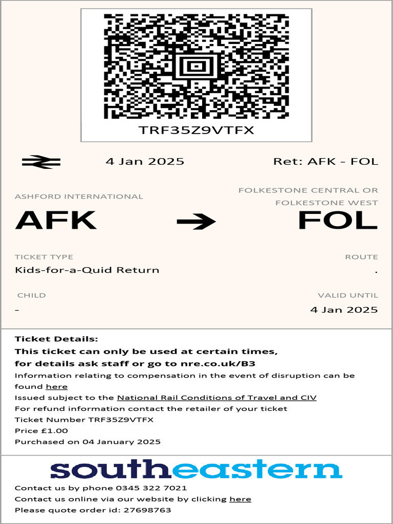 Kids-for-a-Quid Ticket Details | PDF