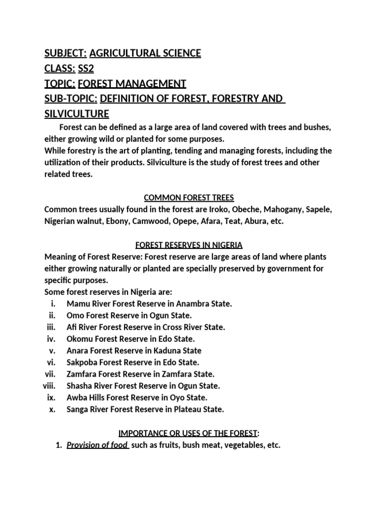 Forest Management Practices in Nigeria | PDF | Agriculture | Deforestation