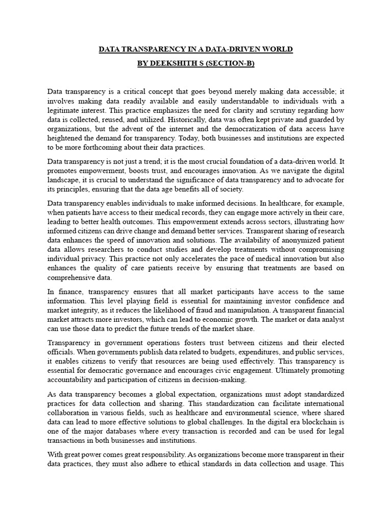 DATA TRANSPARENCY | PDF | Transparency (Behavior) | Governance