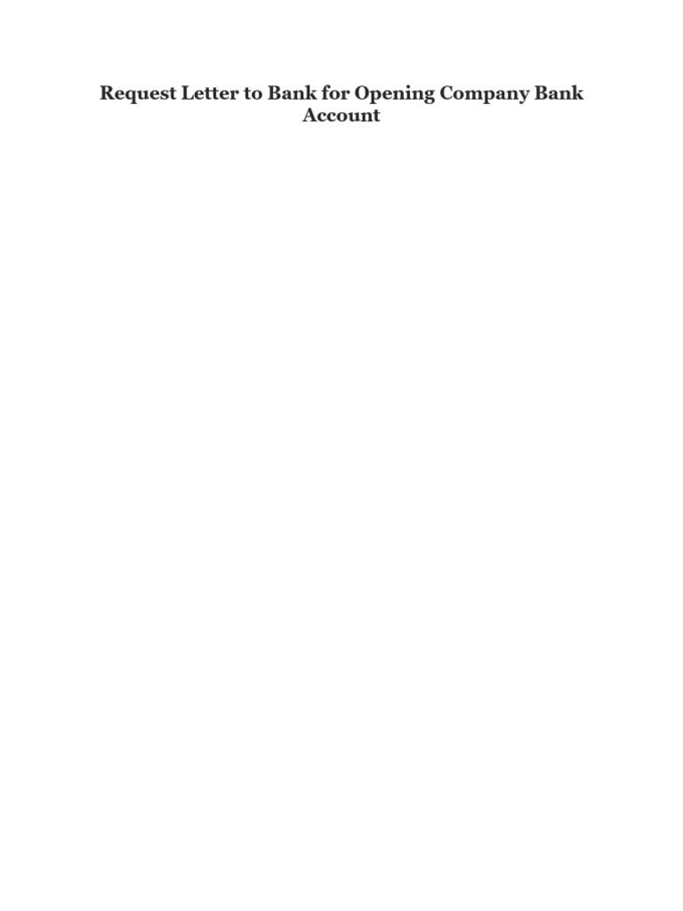 Company Bank Account Opening Request | PDF