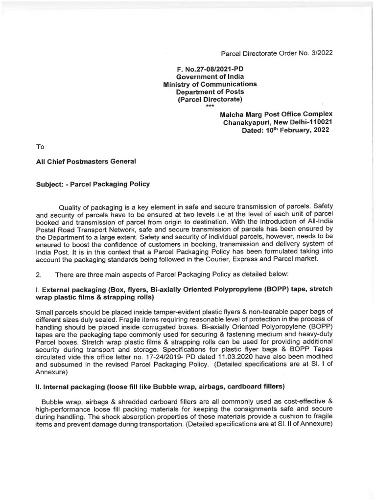 Parcel packaging policy | PDF | Materials