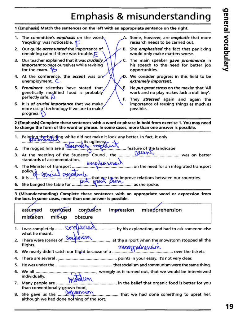 Check Your English Vocabulary For IELTS - Emphasis & Misunderstanding | PDF