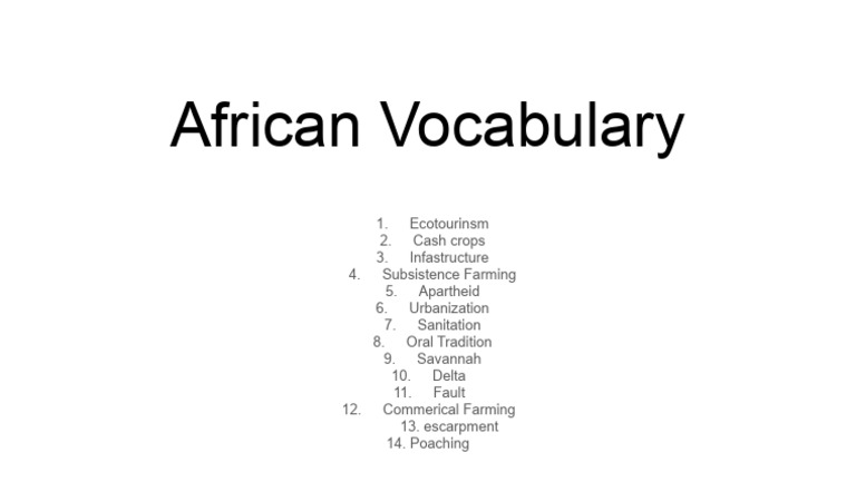 Rashmith Siyambalagoda - African Vocabulary | PDF