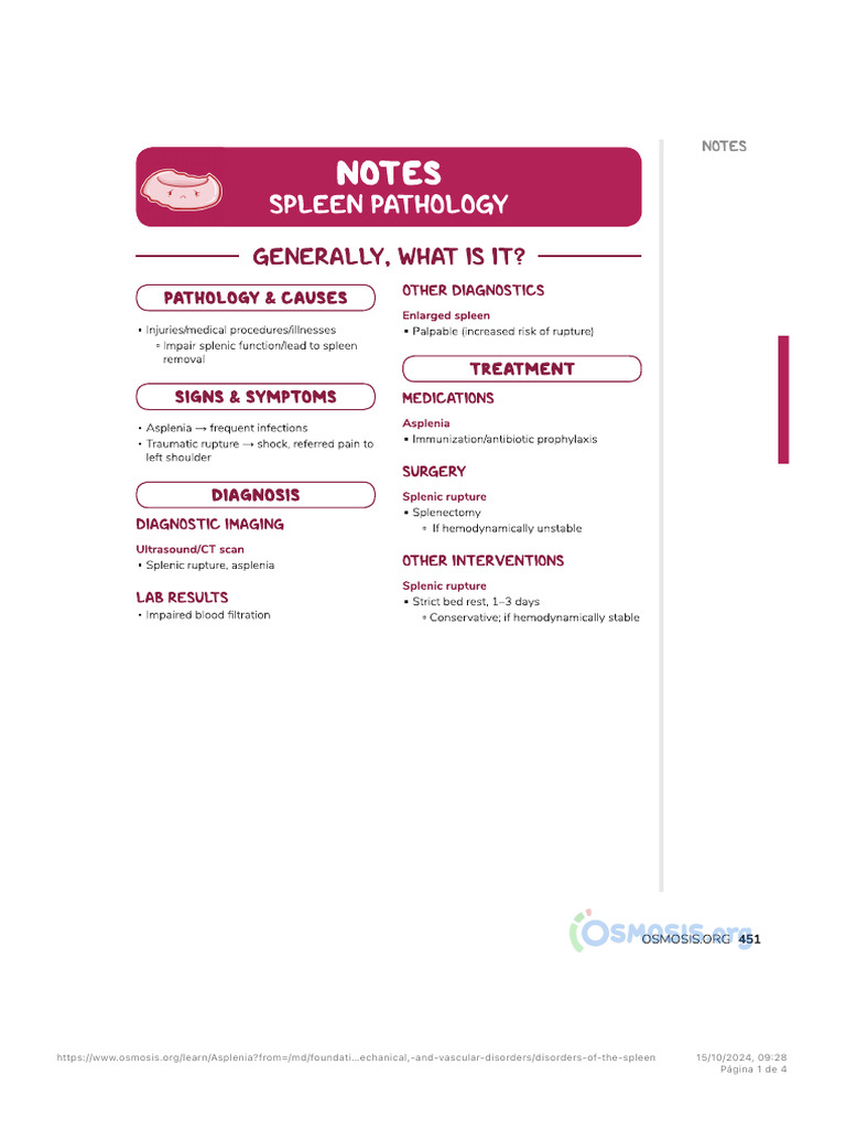 Asplenia- Video, Anatomy, Definition & Function | Osmosis | PDF