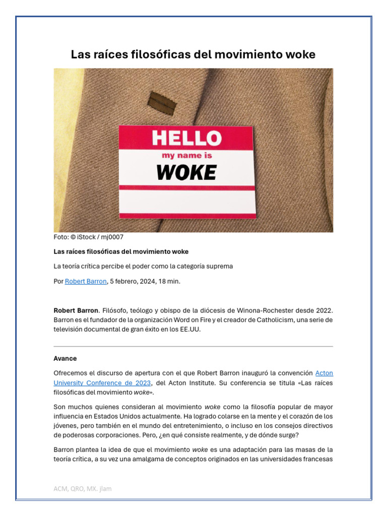 Las Raíces Filosóficas Del Movimiento Woke | PDF | Deconstruccion | Verdad