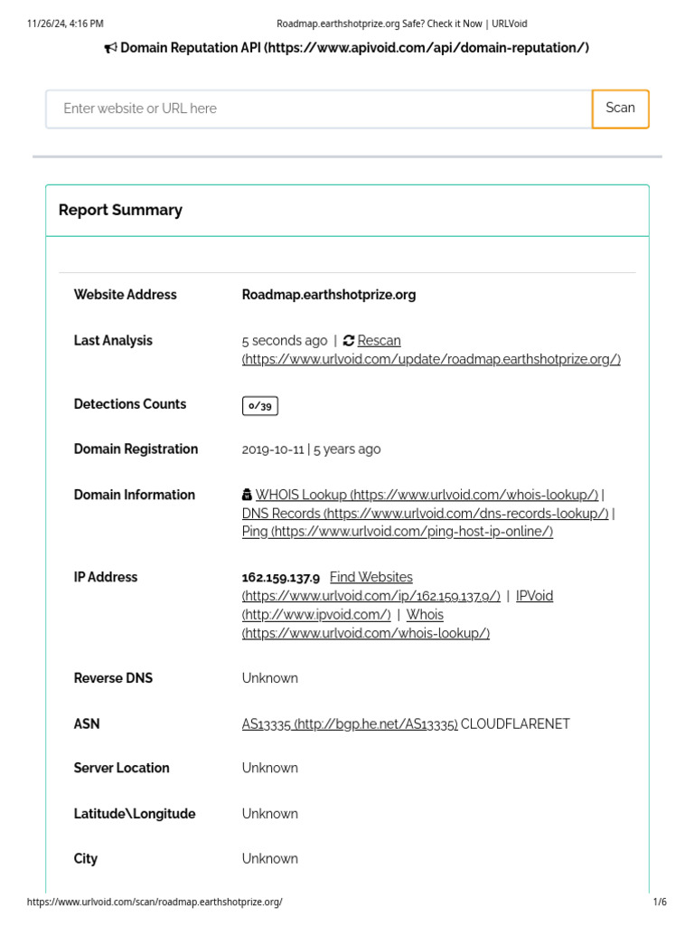 Safe - Check It Now - URLVoid | PDF | Domain Name System | Information ...