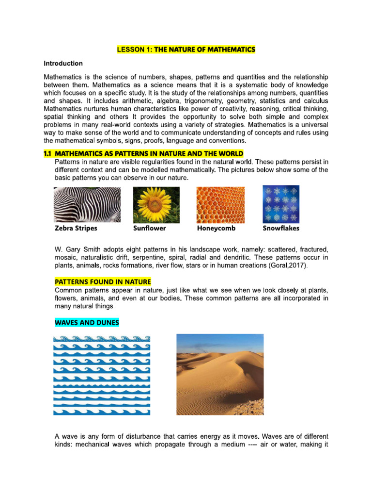 MMW 2025 Natures in Mathematic Lessons | PDF