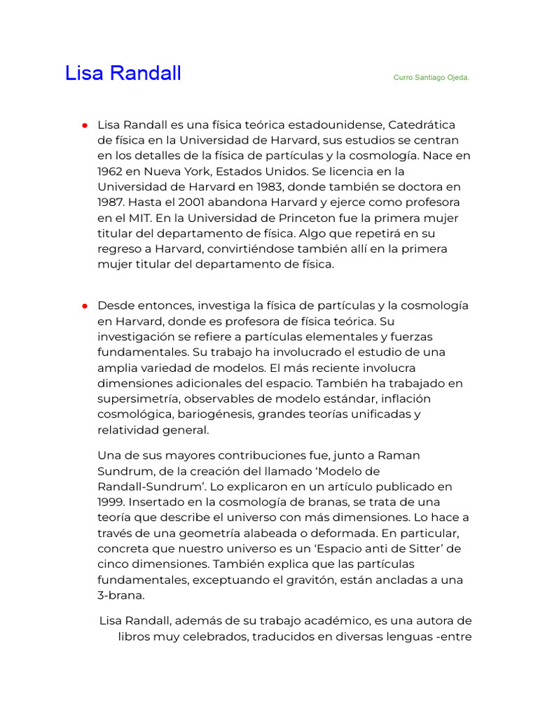 Lisa Randall Curro Santiago Ojeda | PDF | Gran Colisionador de Hadrones ...