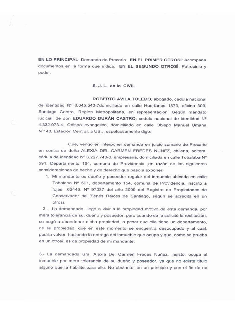 Modelo Demanda de Precario | PDF