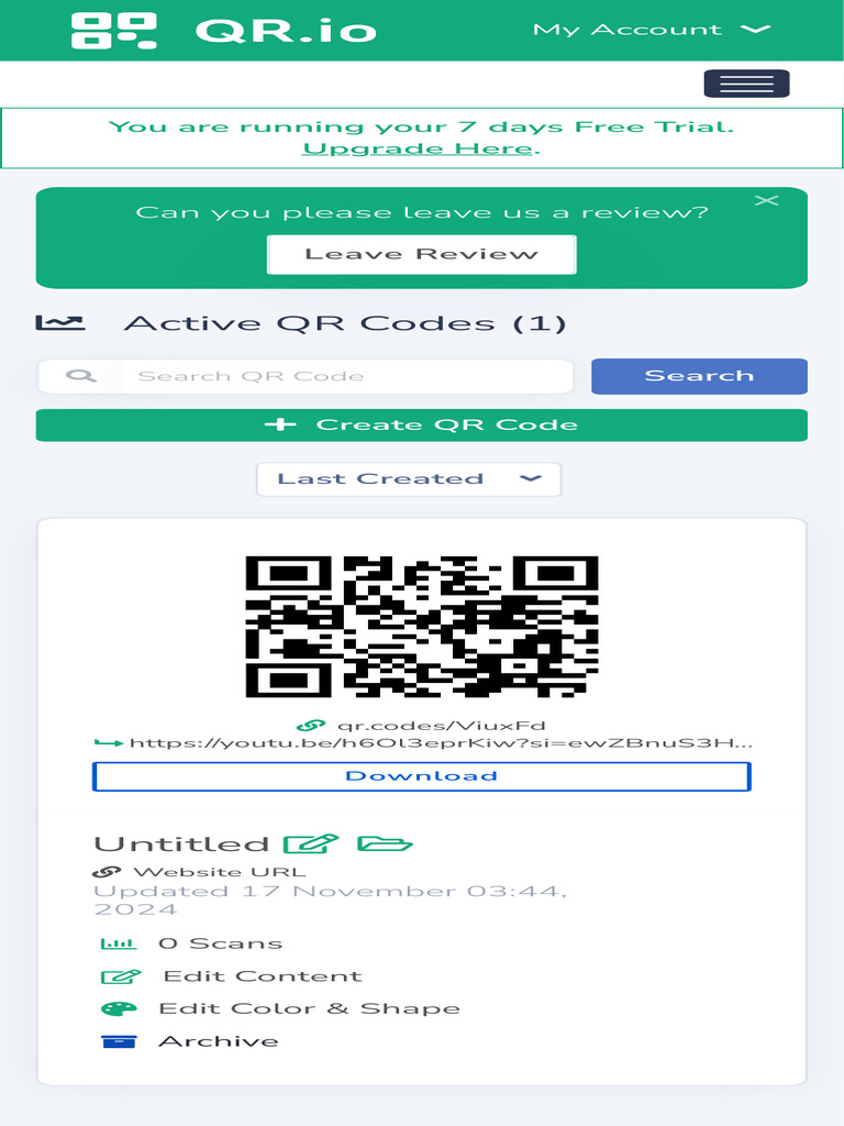 Active QR Codes Dashboard | PDF