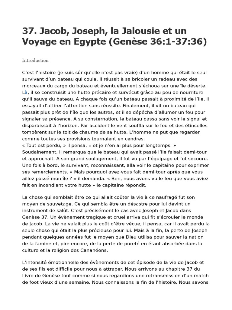 Jacob, Joseph et la Jalousie Fraternelle | PDF | Livre de la Genèse | Dieu