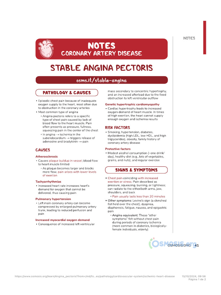 Angina Pectoris - Video, Anatomy, Definition & Function - Osmosis | PDF